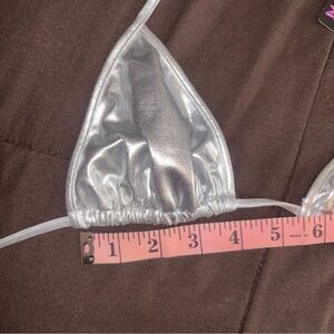 Yandy | Swim | Silver Metallic Triangle Bikini Top | Poshmark